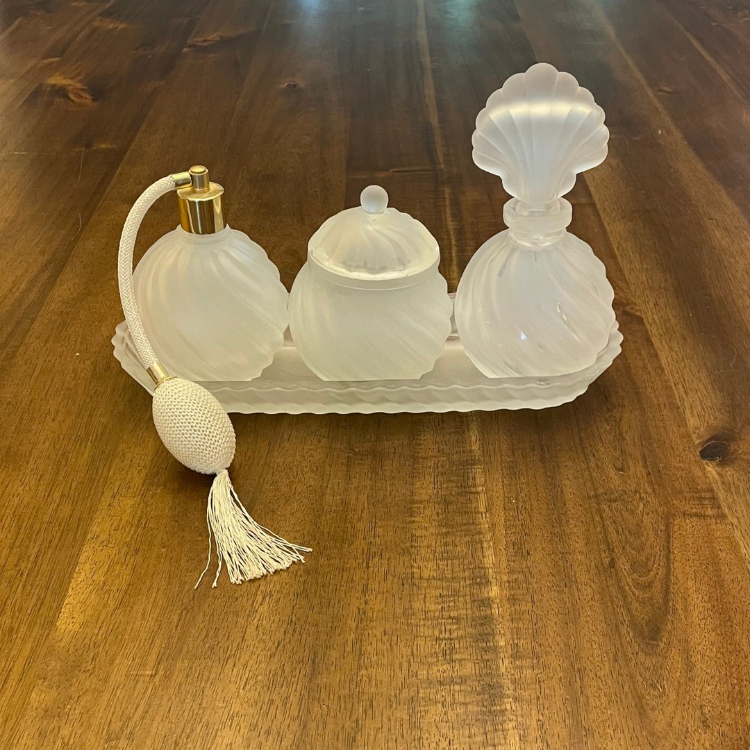 Frosted Glass Vanity Set - Etsy