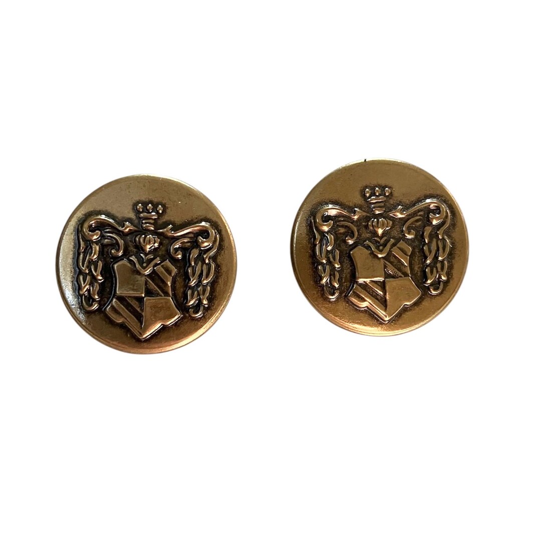 Vintage/antique Brass Crown and Crest Heraldry Buttons - Etsy