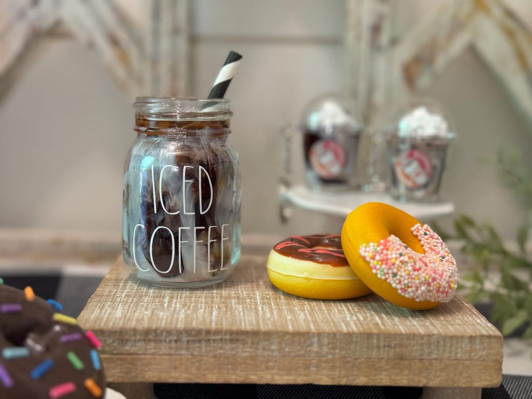 Fake Iced Coffee~ Faux Drink~ Tiered Tray Decor~ Rae Dunn Decor~ Coffee ...