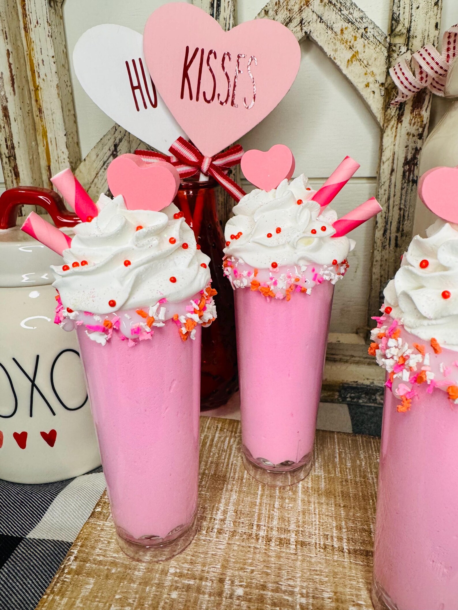 Mini Valentine’s Day Themed Milkshakes~ Love~ Kisses~ Pretty in Pink ...
