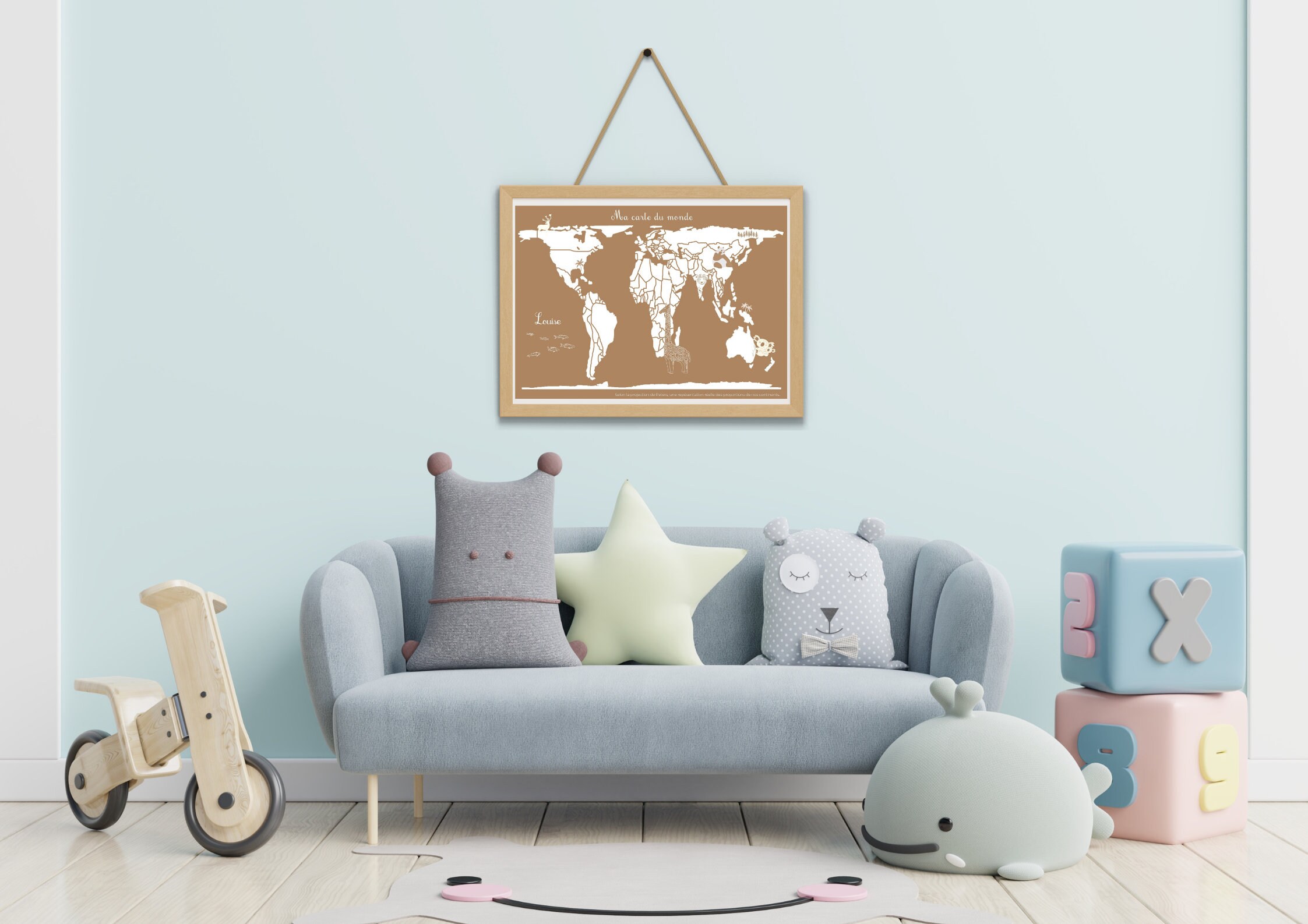 World Map, Gall-peters Projection - Etsy