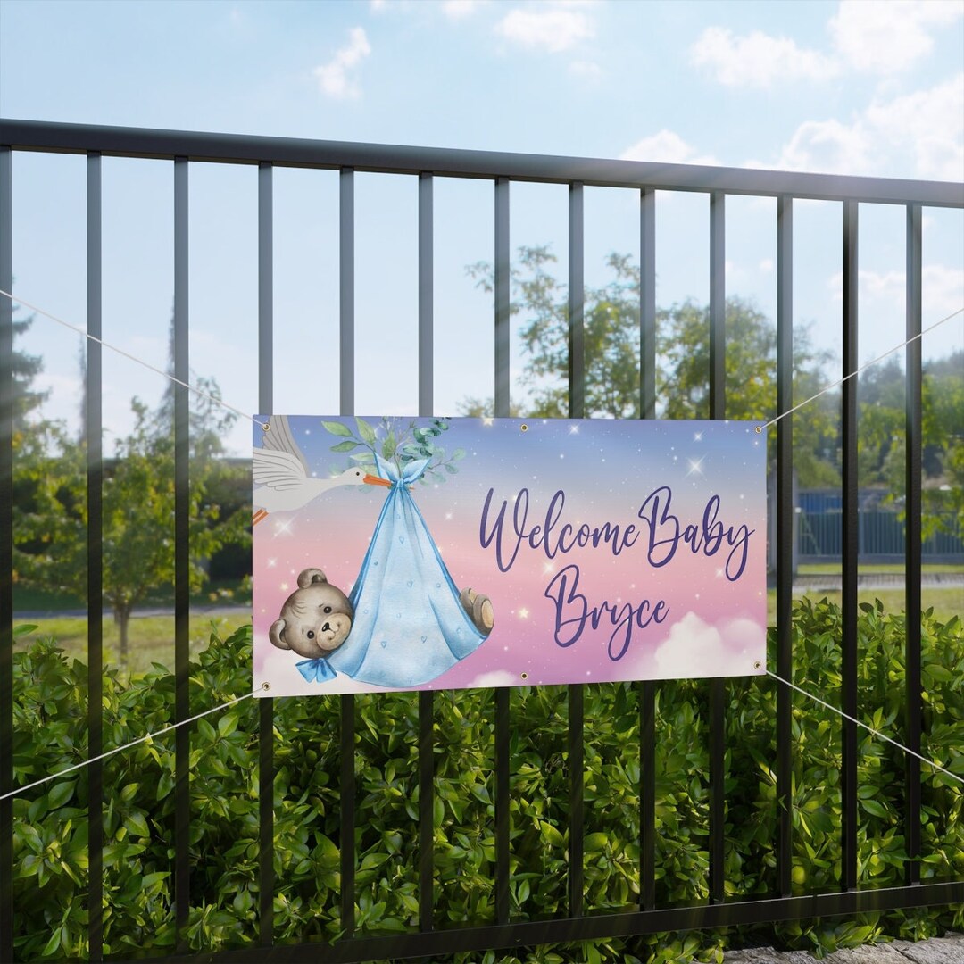 Baby Announcement Banner, Welcome Baby Boy Banner, Personalized Baby ...