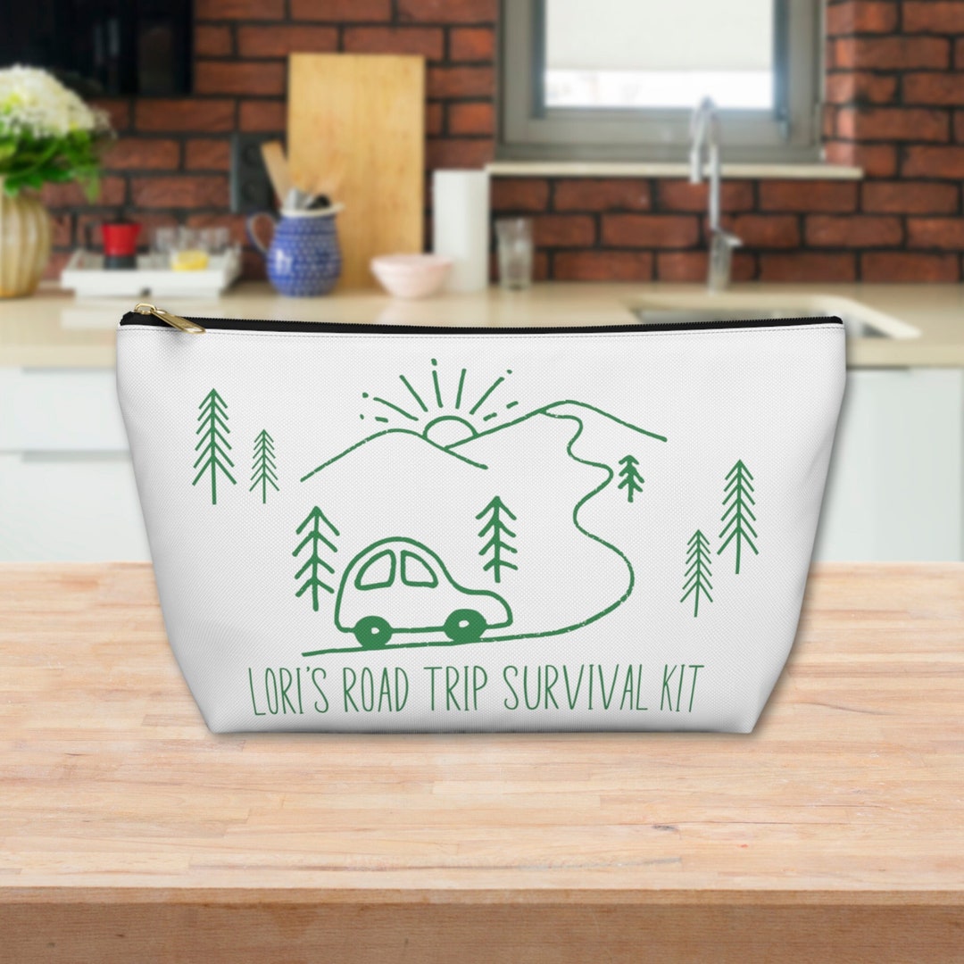 Custom Road Trip Survival Kit Bag, Cute Personalized Travel Pouch for ...
