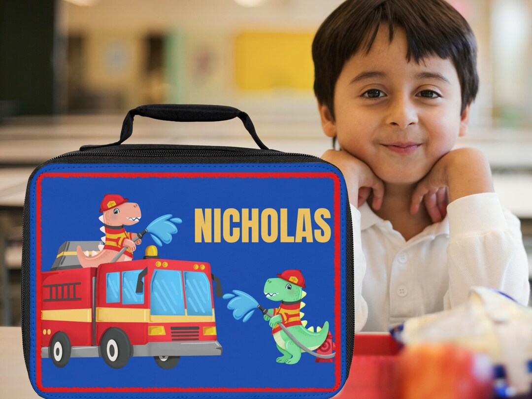 Personalized Lunch Box, Fire Department Theme Insulated Lunch Tote for ...
