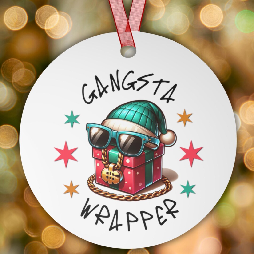 Funny but Classy Christmas Metal Ornament, Gangsta Wrapper Rap Music ...
