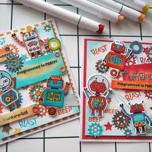 Robot Birthday Card - Etsy