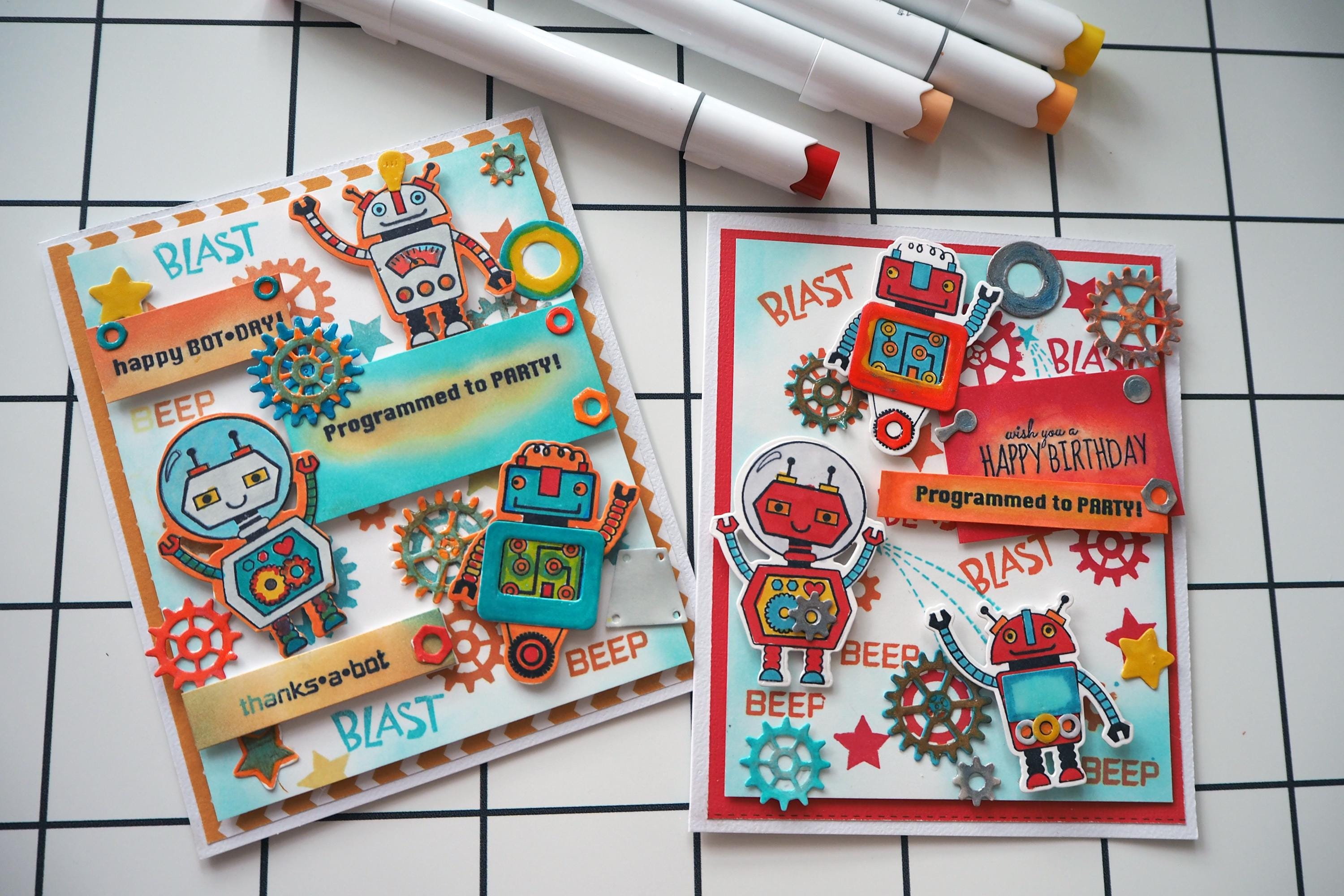 Robot Birthday Card - Etsy