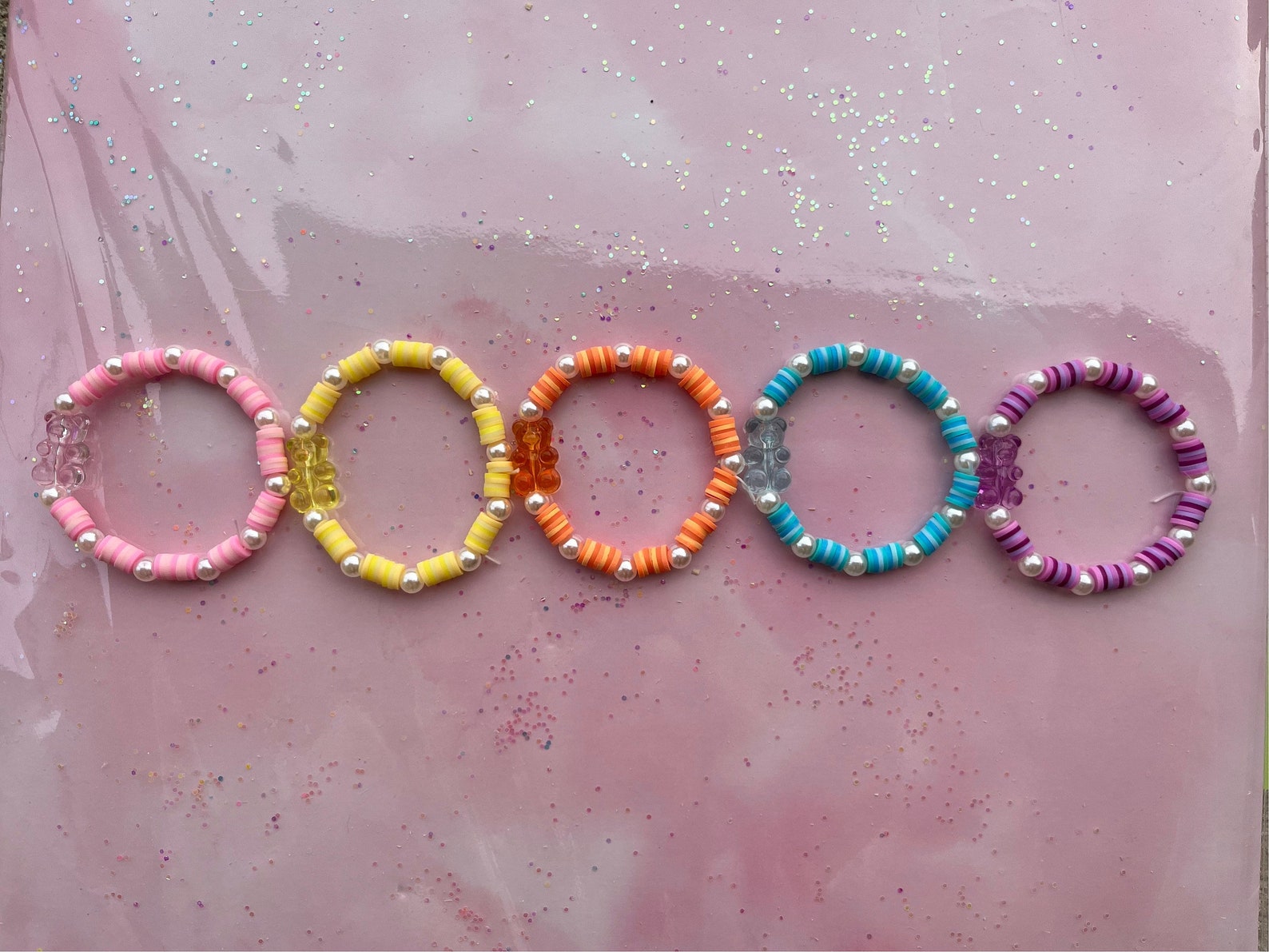Gummy Bear Pearl Clay Bead Bracelets - Etsy