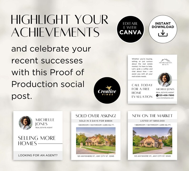 Proof of Production Instagram Posts for Real Estate Agent, Listing ...