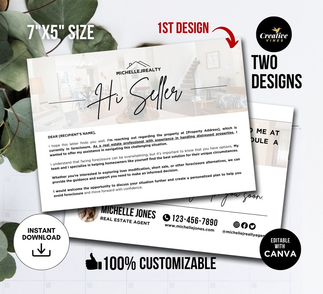 Real Estate Foreclosure Postcard Foreclosure Letter Short Sale ...