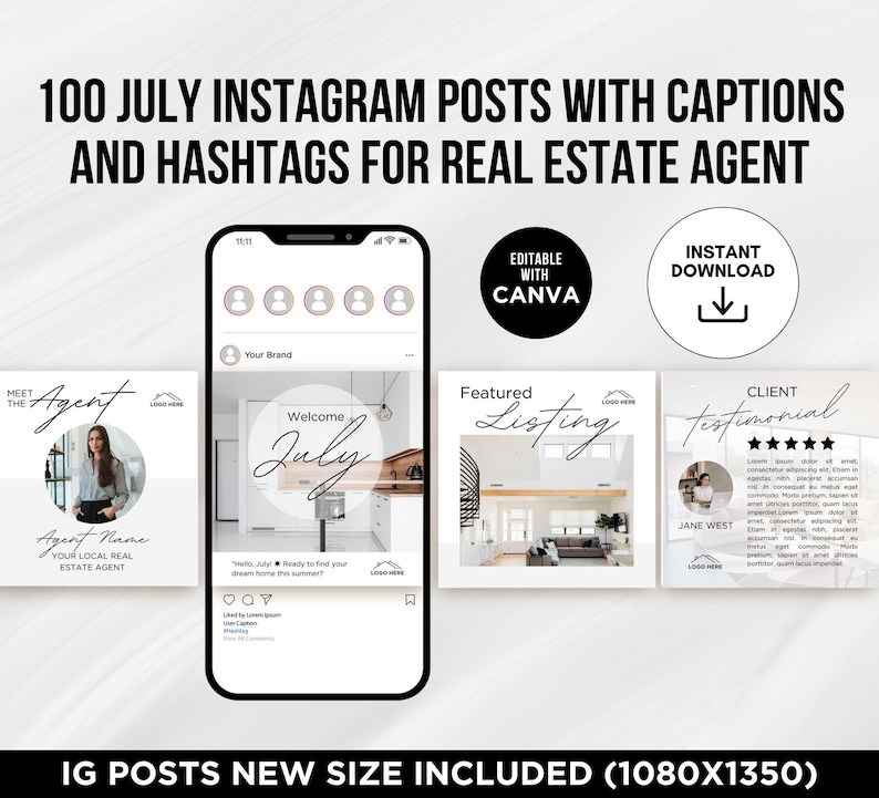 2026 July Instagram Posts With Captions and Hashtags Templates, July ...