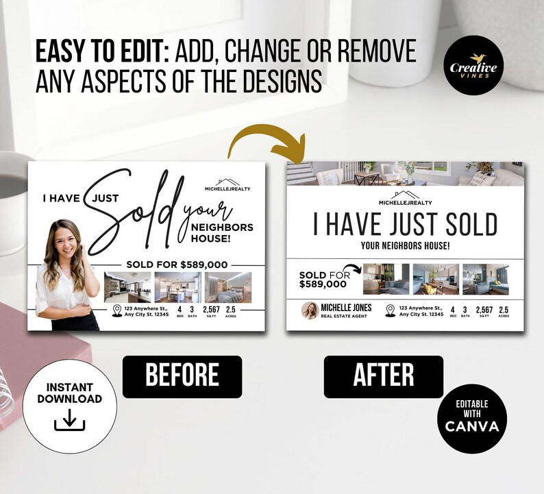 Real Estate Postcards Sold Your Neighbors House Card Agent Farming Card ...