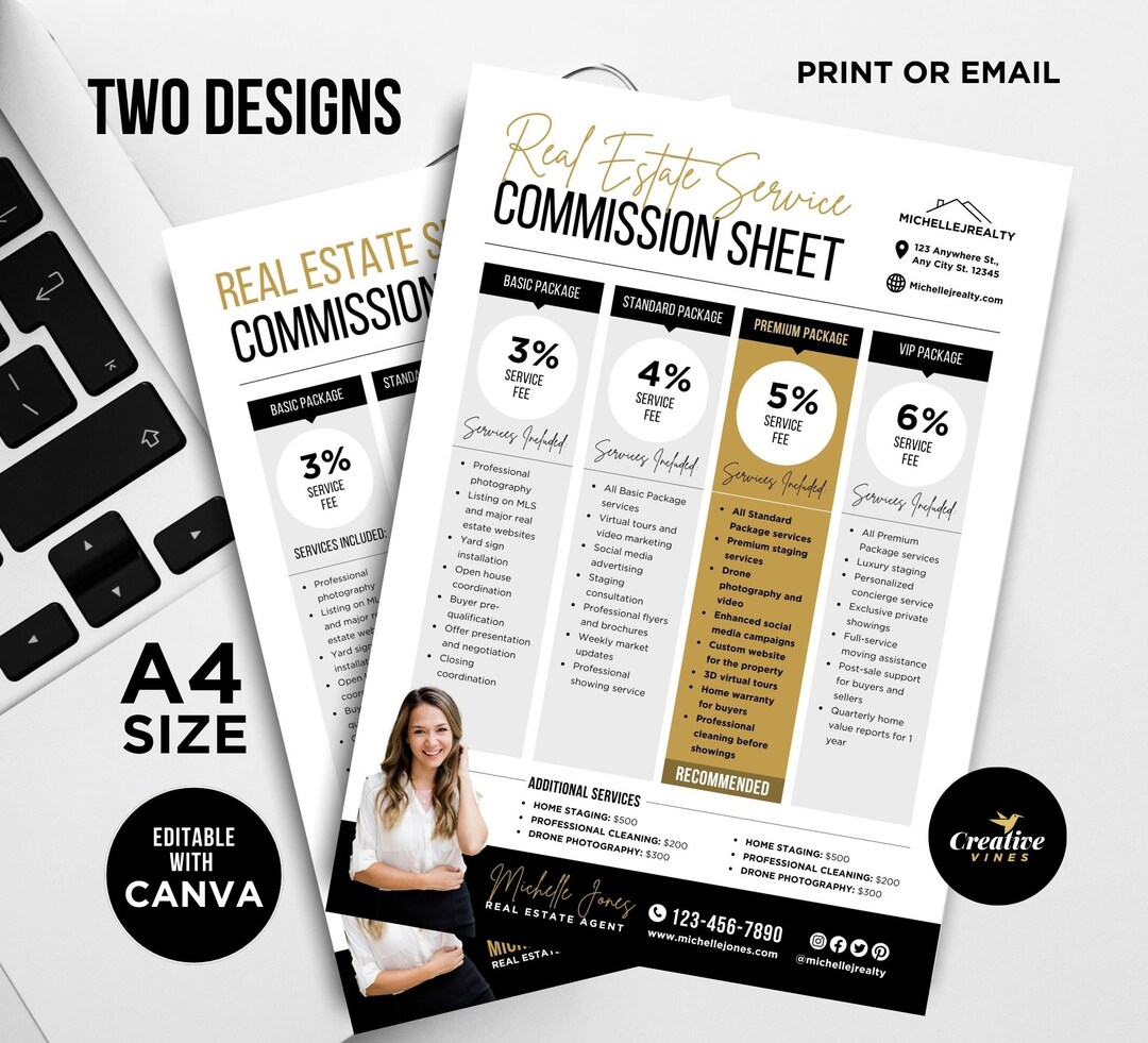 Real Estate Commission Sheet Flyer Real Estate Commission Template Real ...