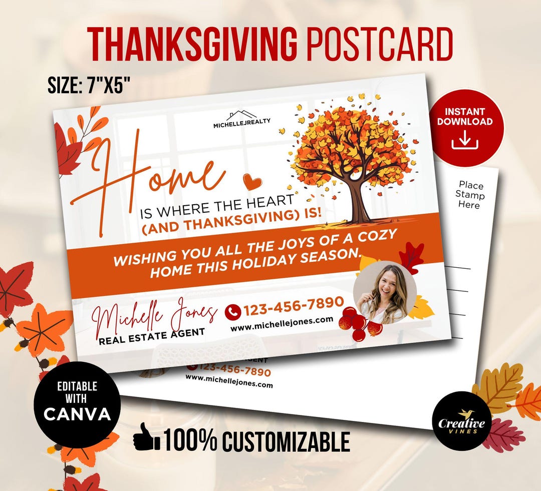 Real Estate Thanksgiving Postcard Real Estate Thanksgiving Cards Real ...