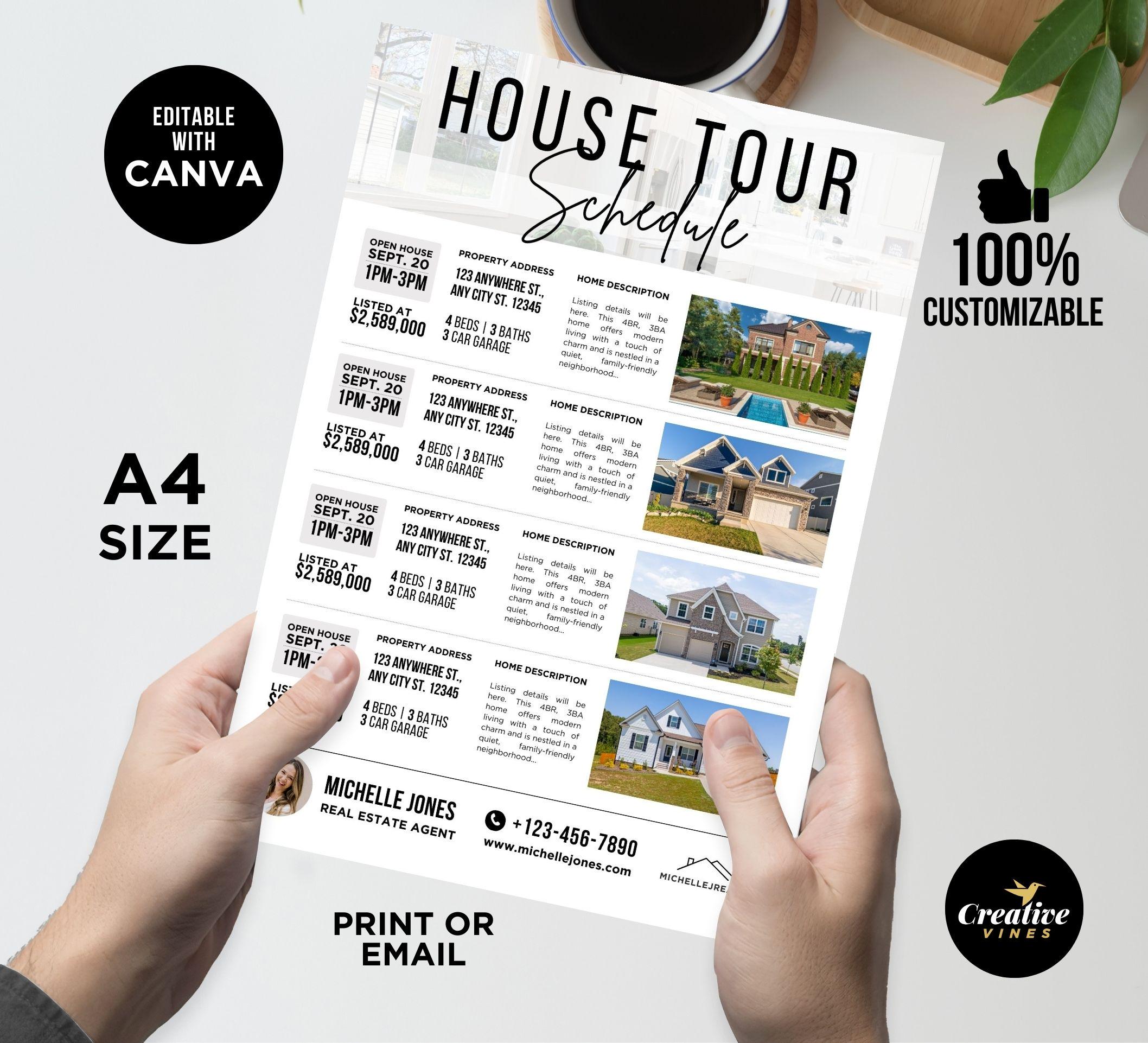 Real Estate Flyer, Home Tour Schedule, Realtor Flyer, Real Estate ...