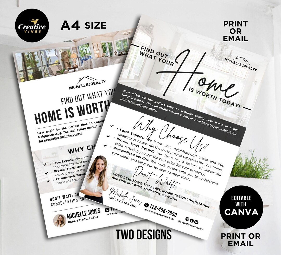 Home Value Flyer Real Estate Canva Template Real Estate Farming Flyer ...