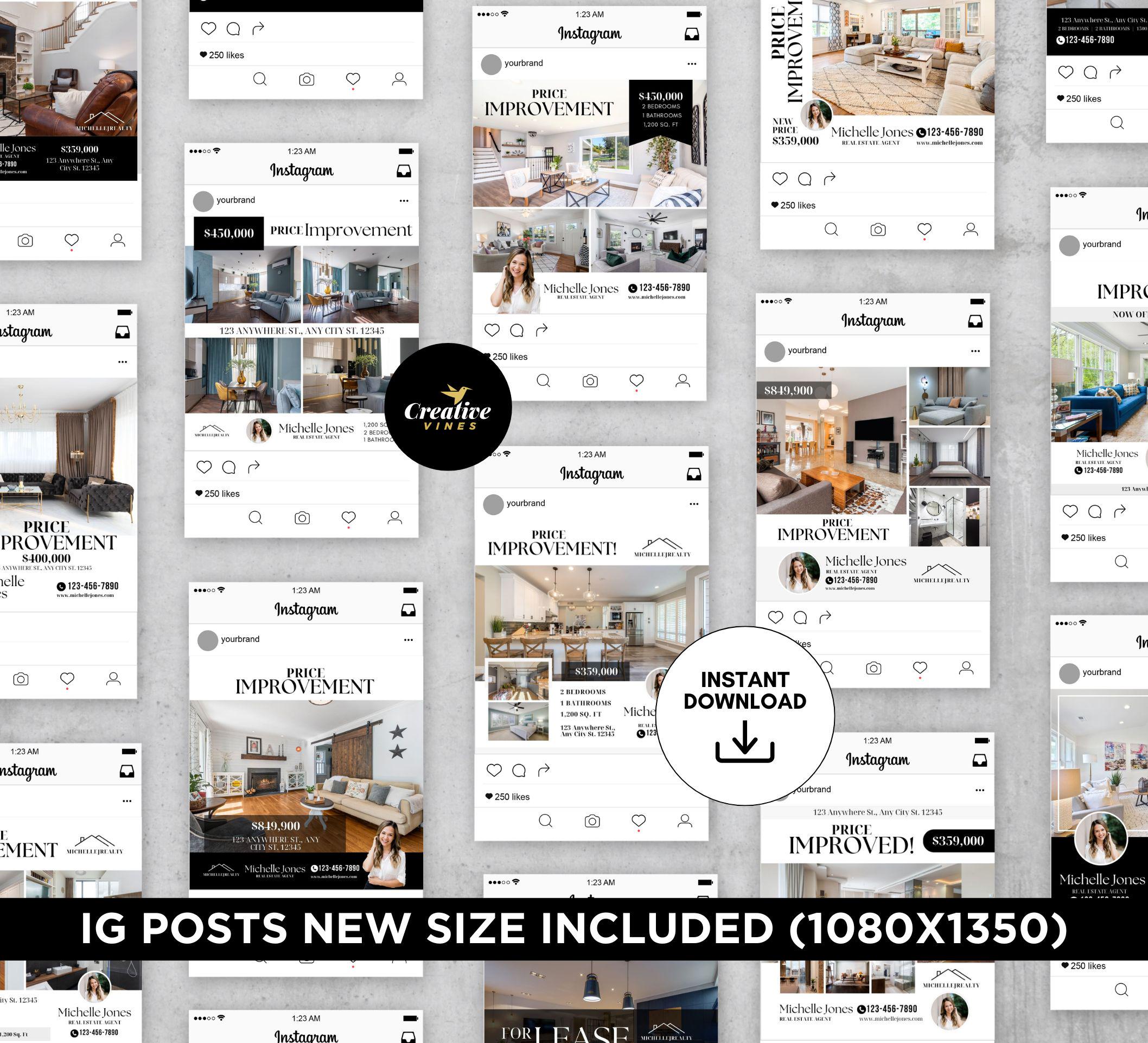 60 Price Improvement Instagram Posts Real Estate Social Media Price ...