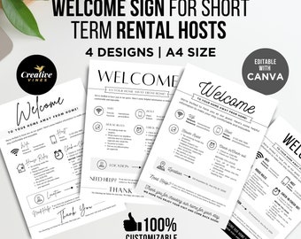 Welcome Sign for Short Term Rental Hosts, Editable Airbnb Template ...