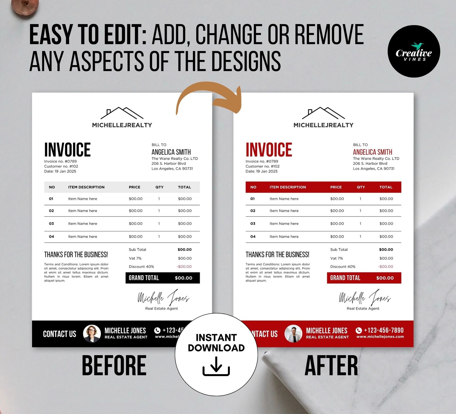 Editable Invoice Template Editable Business Template, Small Business ...