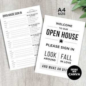 Open House Sign in Sheet Welcome Sign Open House Flyer Realtor Open ...