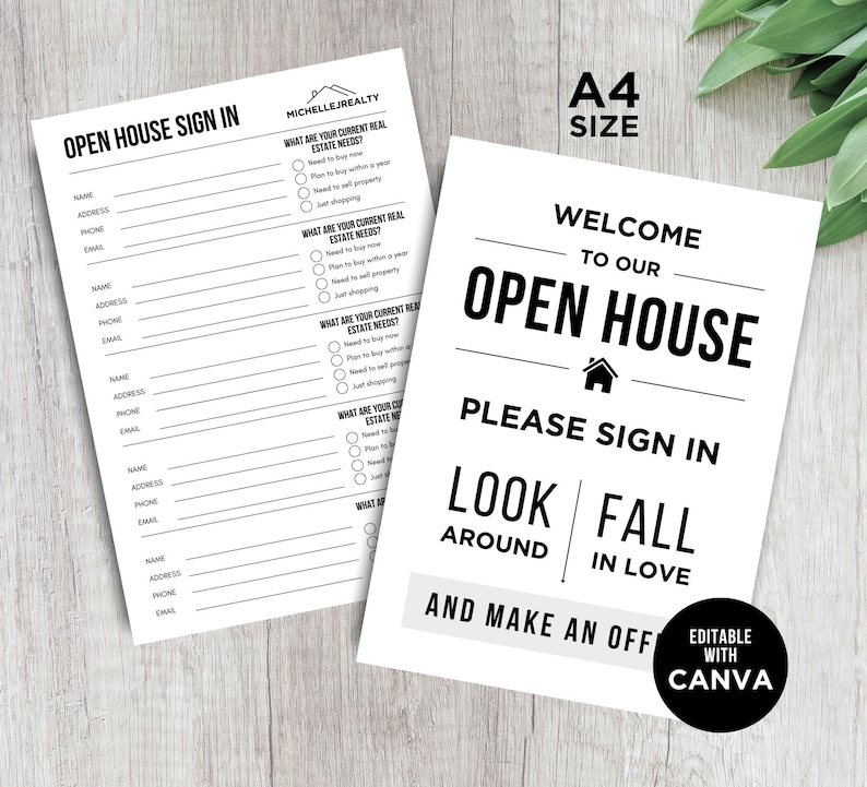 Open House Sign in Sheet Welcome Sign Open House Flyer Realtor Open ...