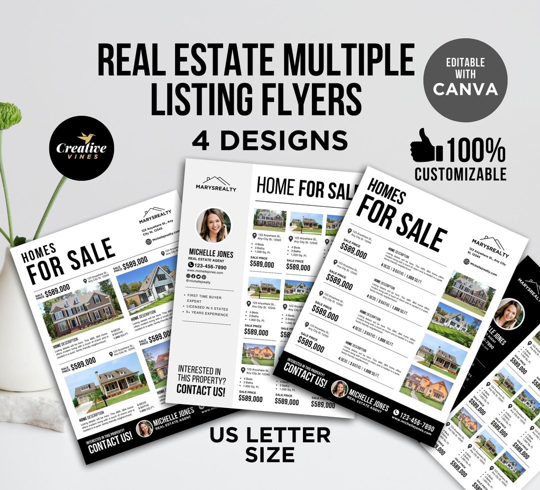 Real Estate Multiple Listing Flyer Bundle Homes for Sale Flyer New Listing Flyer Just Listed ...