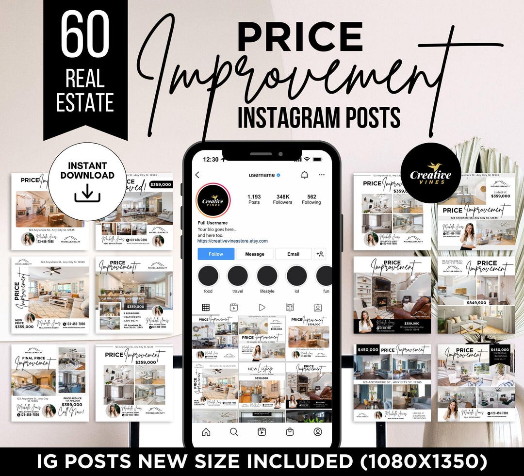 60 Price Improvement Instagram Posts Real Estate Price Reduction ...