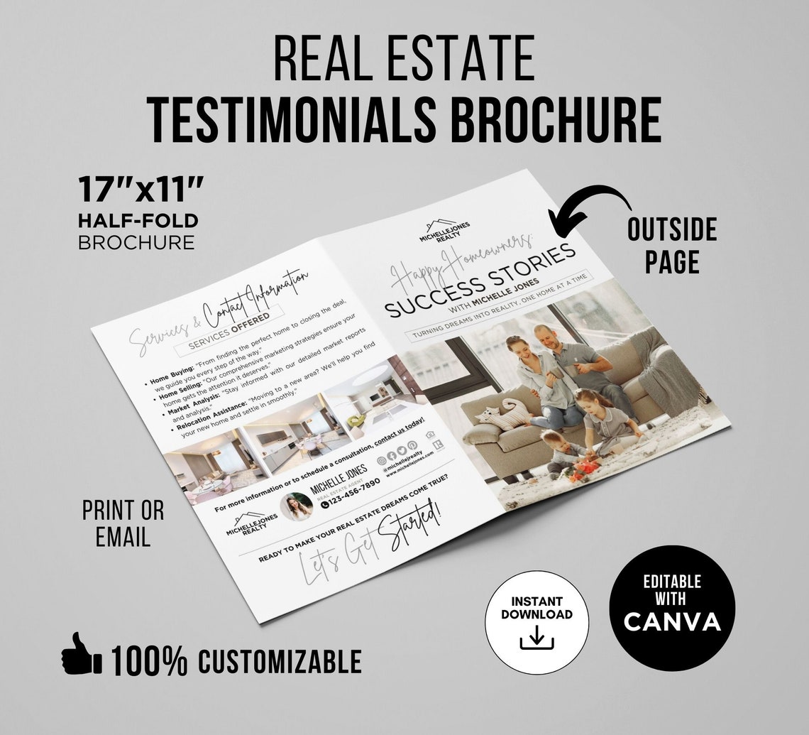 Real Estate Testimonials Brochure Real Estate Marketing Client Reviews ...