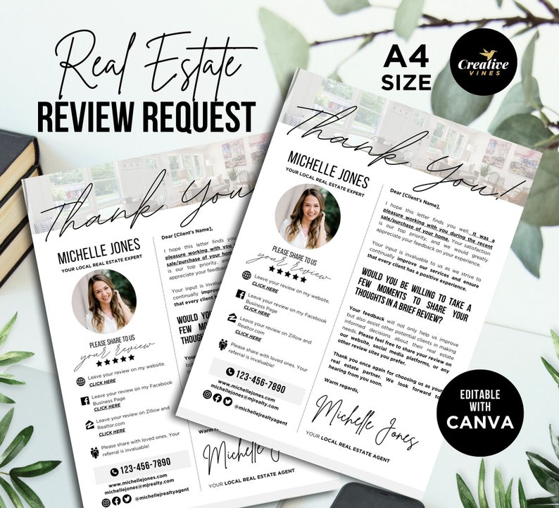 Client Thank You/review Card Template Real Estate Agent Marketing ...
