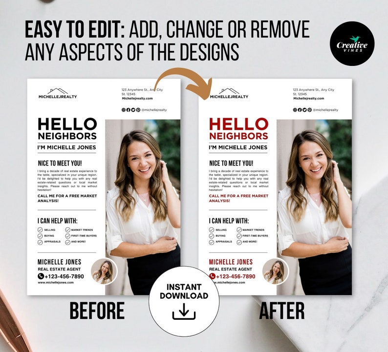 Real Estate Introduction Flyer Hello Neighbor Letter Template Real ...