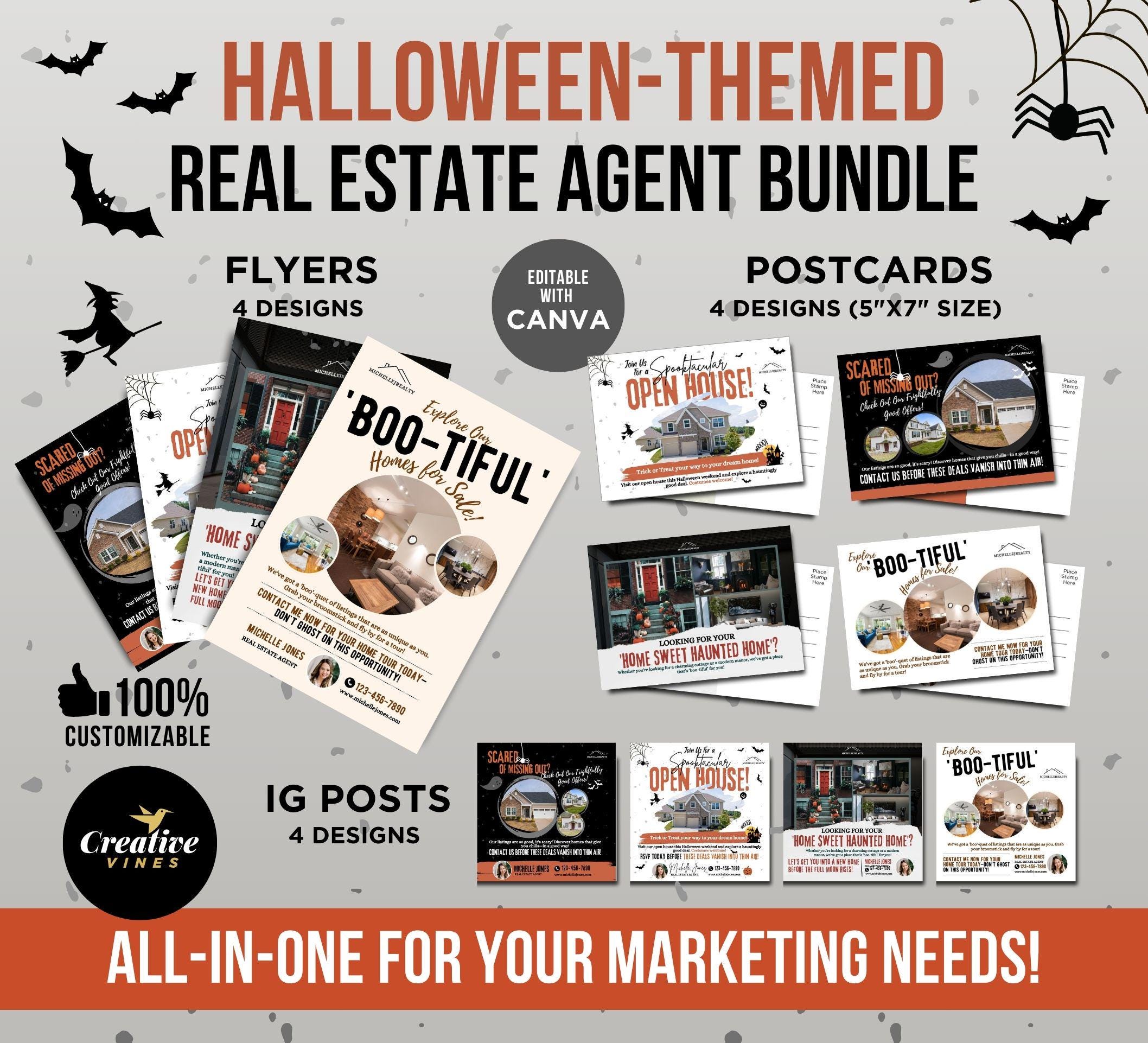 Real Estate Open House Halloween Flyer Realtor Halloween Postcard ...