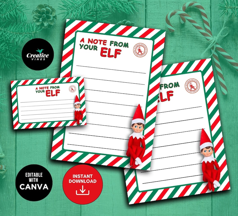 Blank Elf Note Card Printable A Note From Your Elf Elf Mail Letter ...