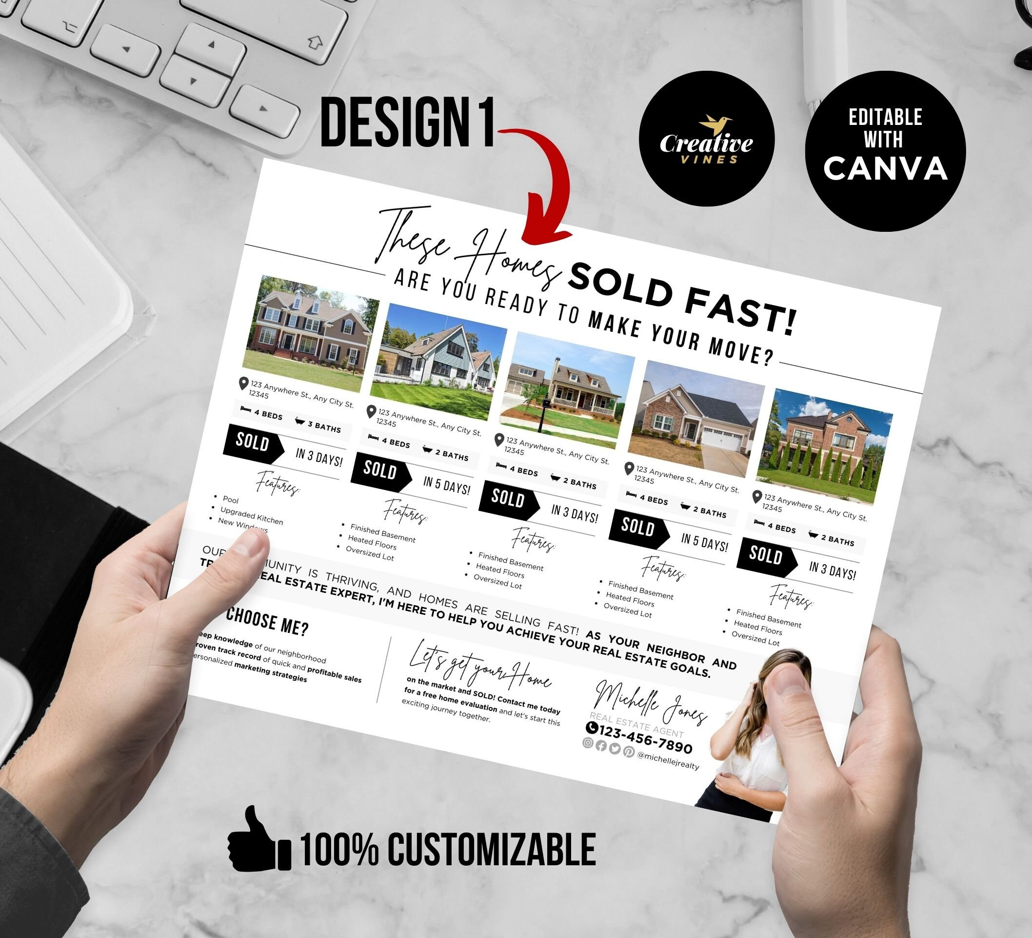 Sold Homes Flyer, Real Estate Marketing, Farming Flyer for Real Estate ...