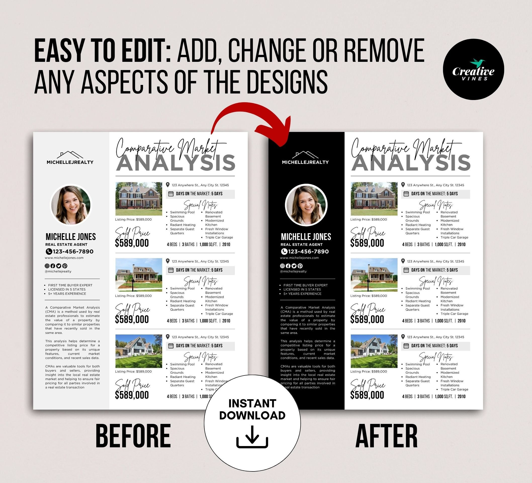Comparative Market Analysis Real Estate CMA Template Listing ...
