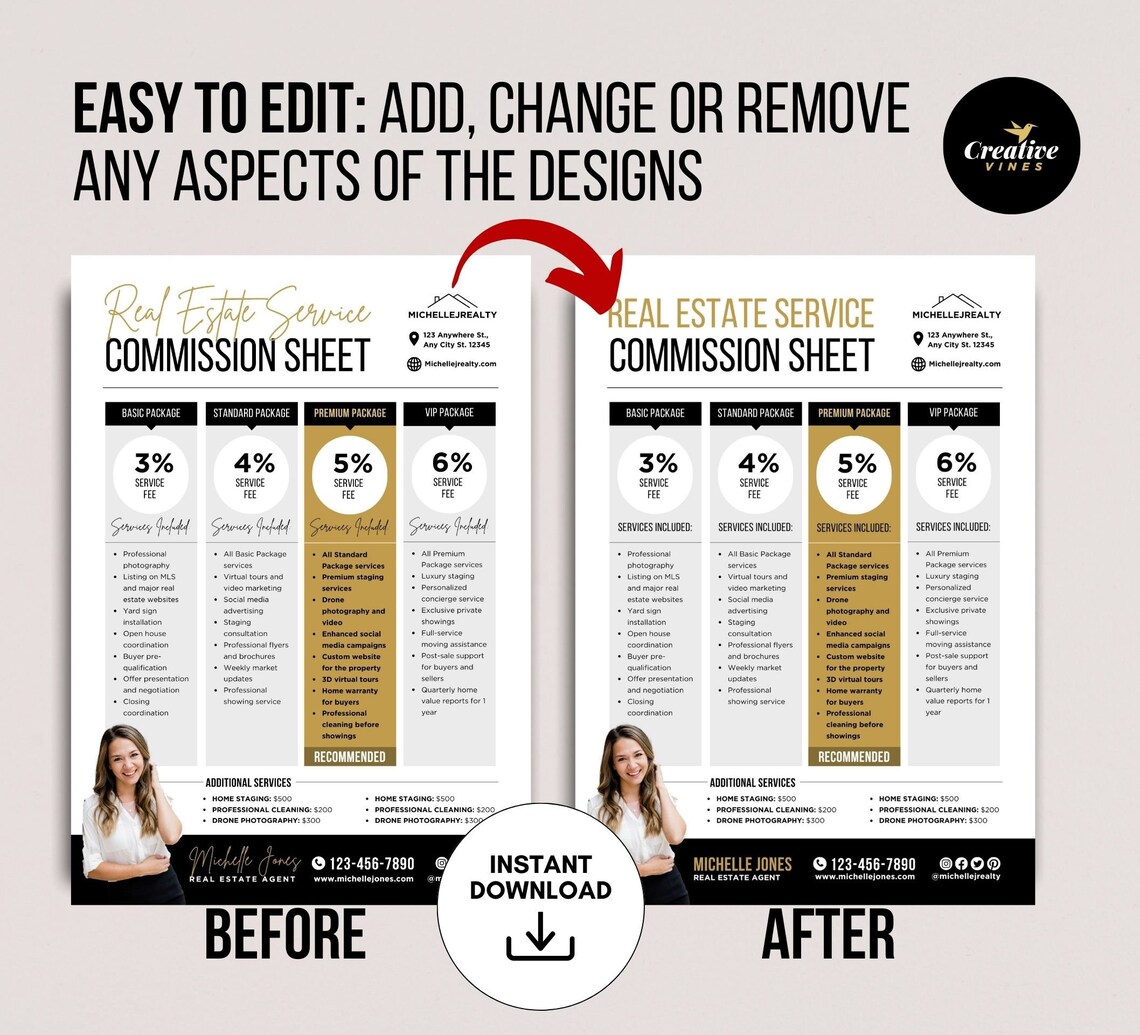 Real Estate Commission Sheet Flyer Real Estate Commission Template Real ...
