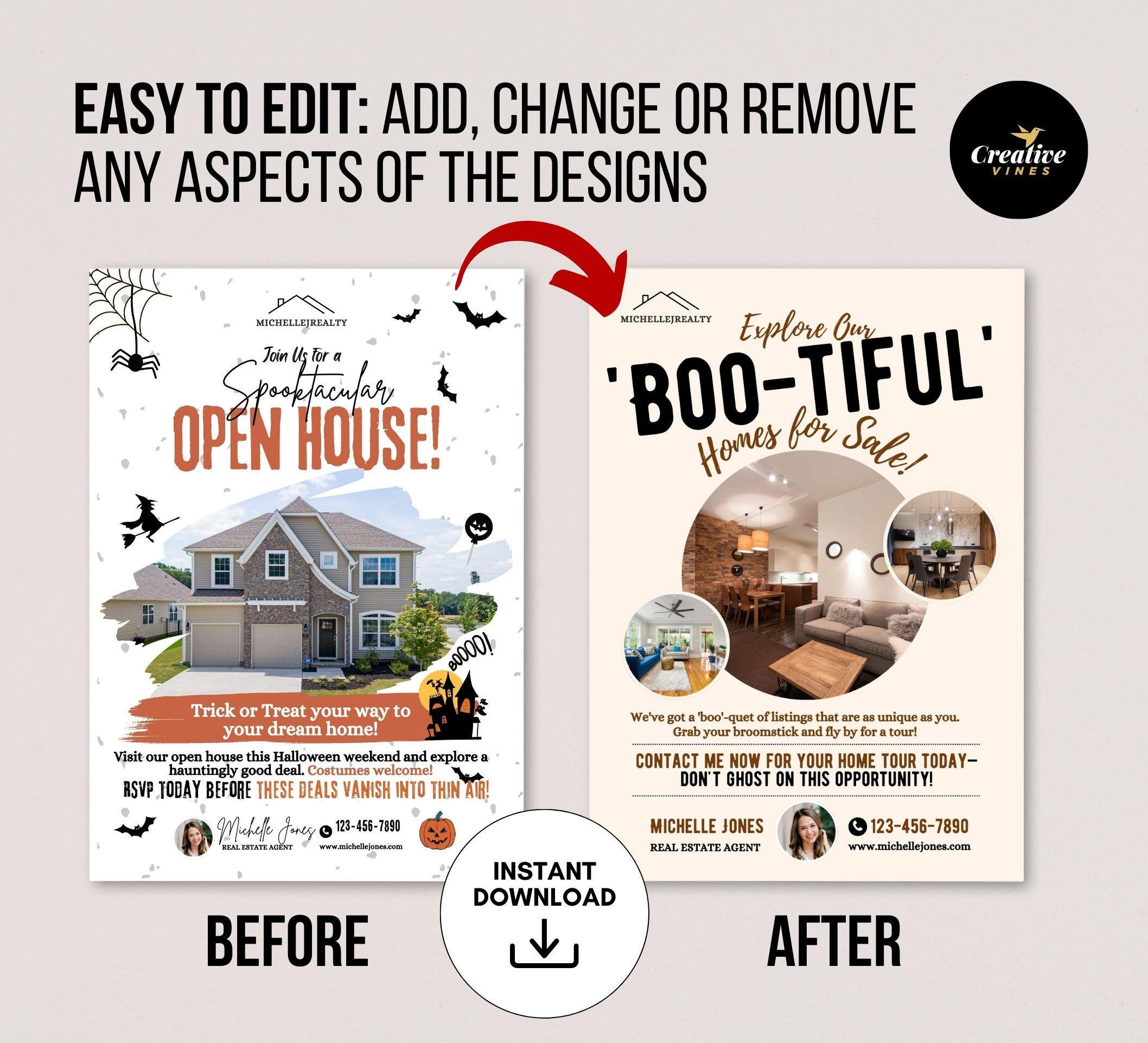 Real Estate Open House Halloween Flyer Realtor Halloween Postcard ...