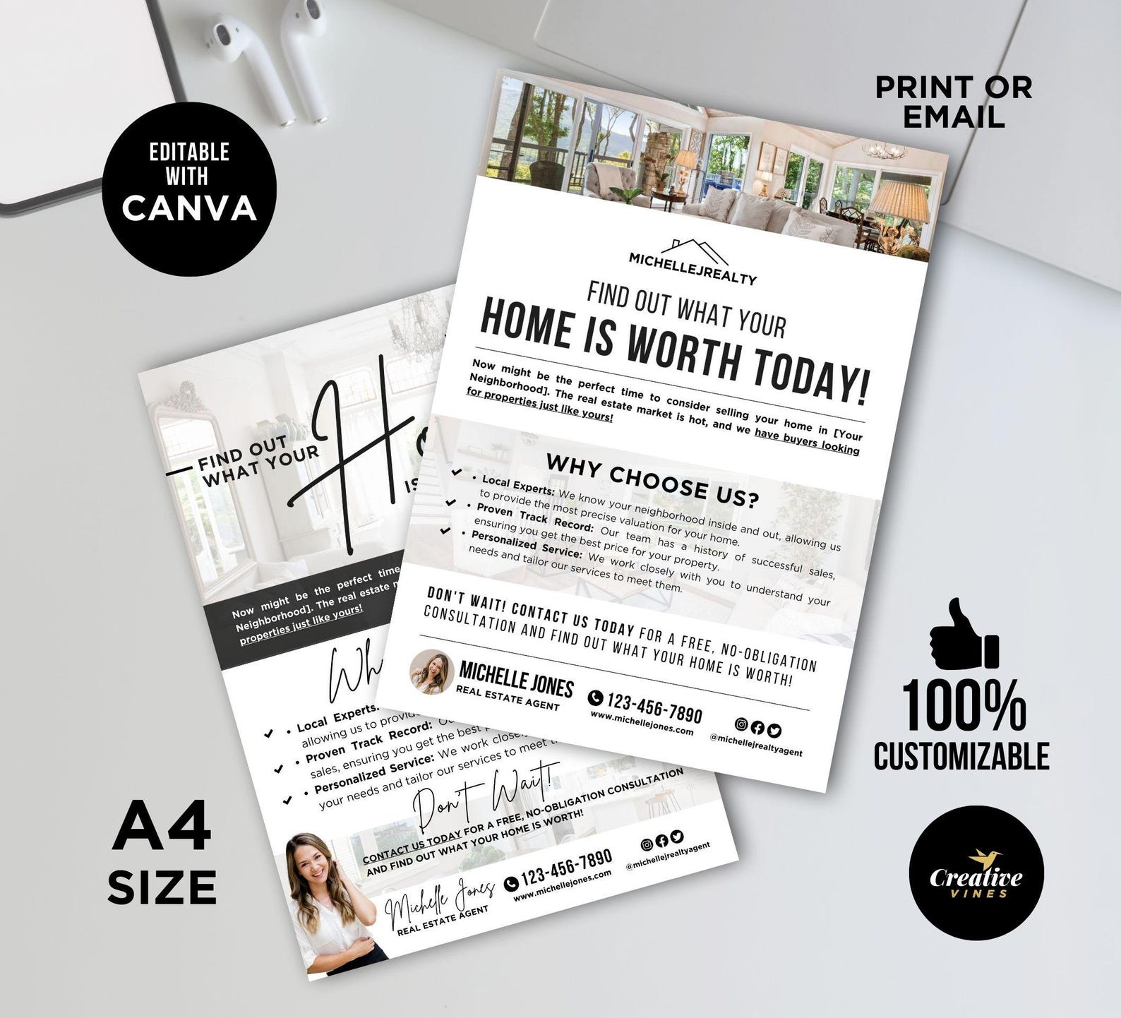 Home Value Marketing Flyer, Real Estate Canva Template Real Estate ...