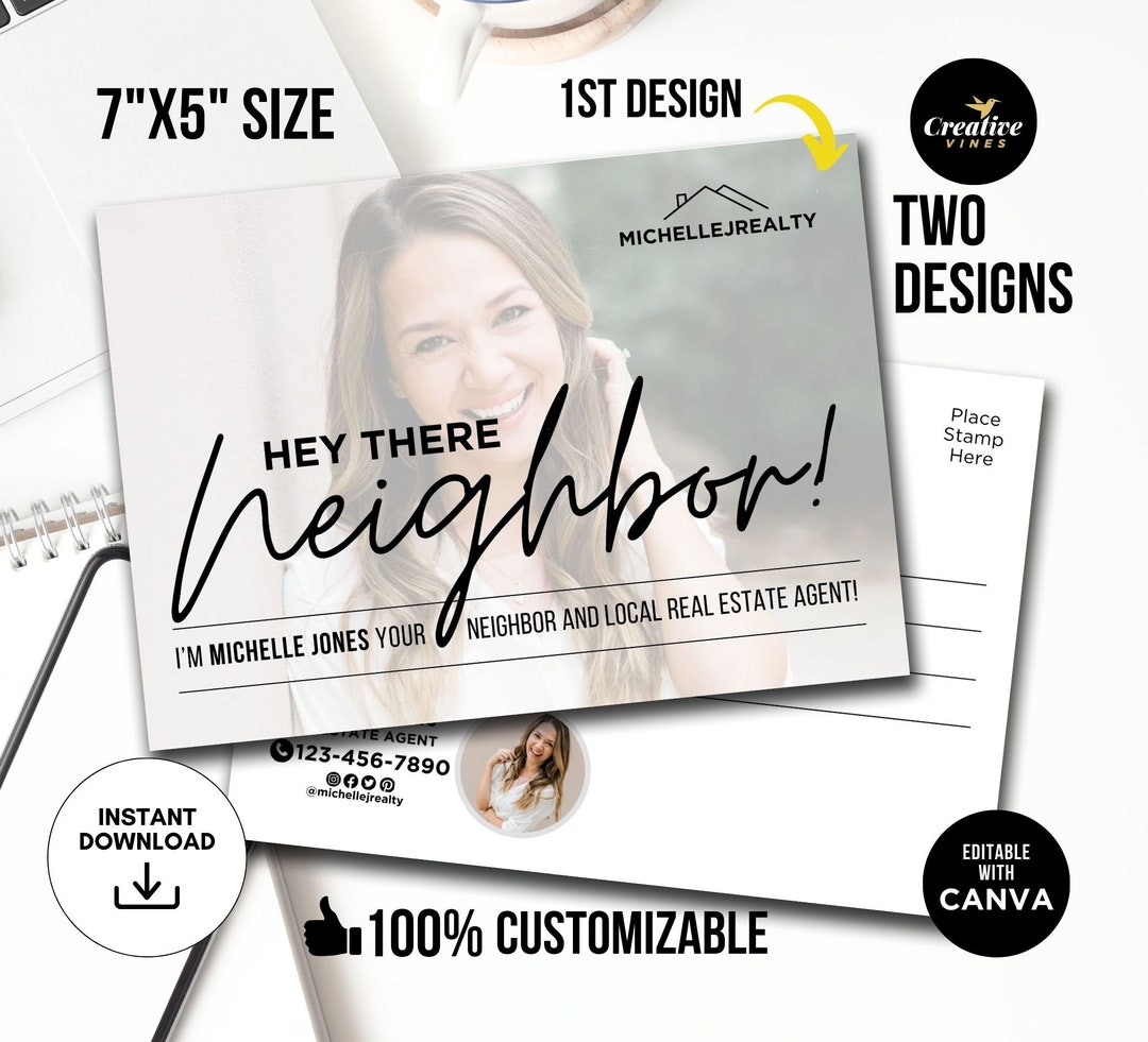 Hello Neighbor Real Estate Postcard Real Estate Farming Postcard Real ...