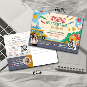Back to School Postcard for Realtor Back to School Real Estate Postcard ...