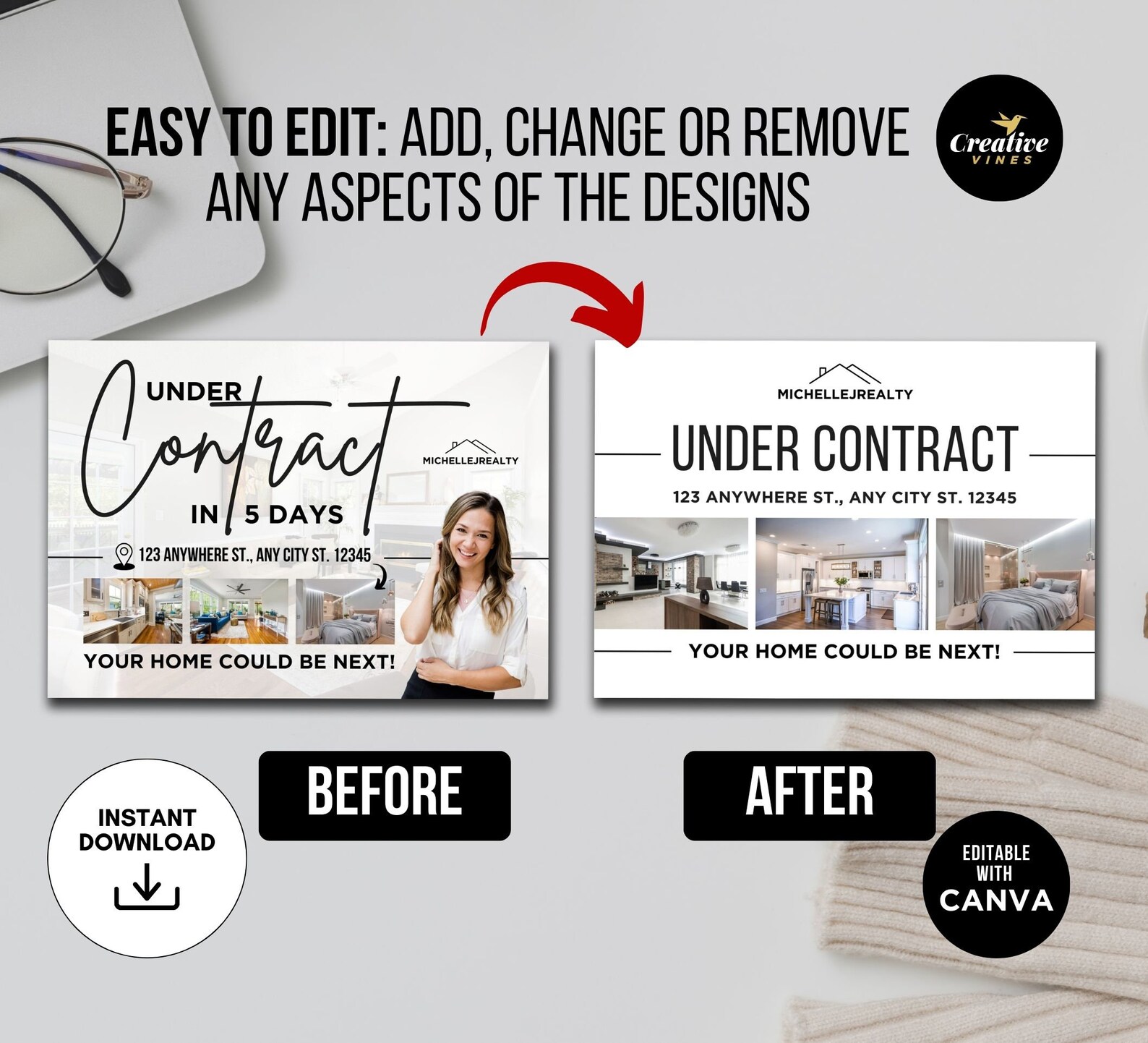 Under Contract Real Estate Postcard, Under Contract Postcard, Real ...