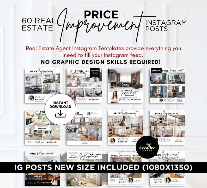 60 Price Improvement Instagram Posts Real Estate Price Reduction ...