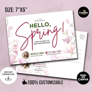 Real Estate Hello Spring Postcard, Realtor Spring Postcard, Spring ...