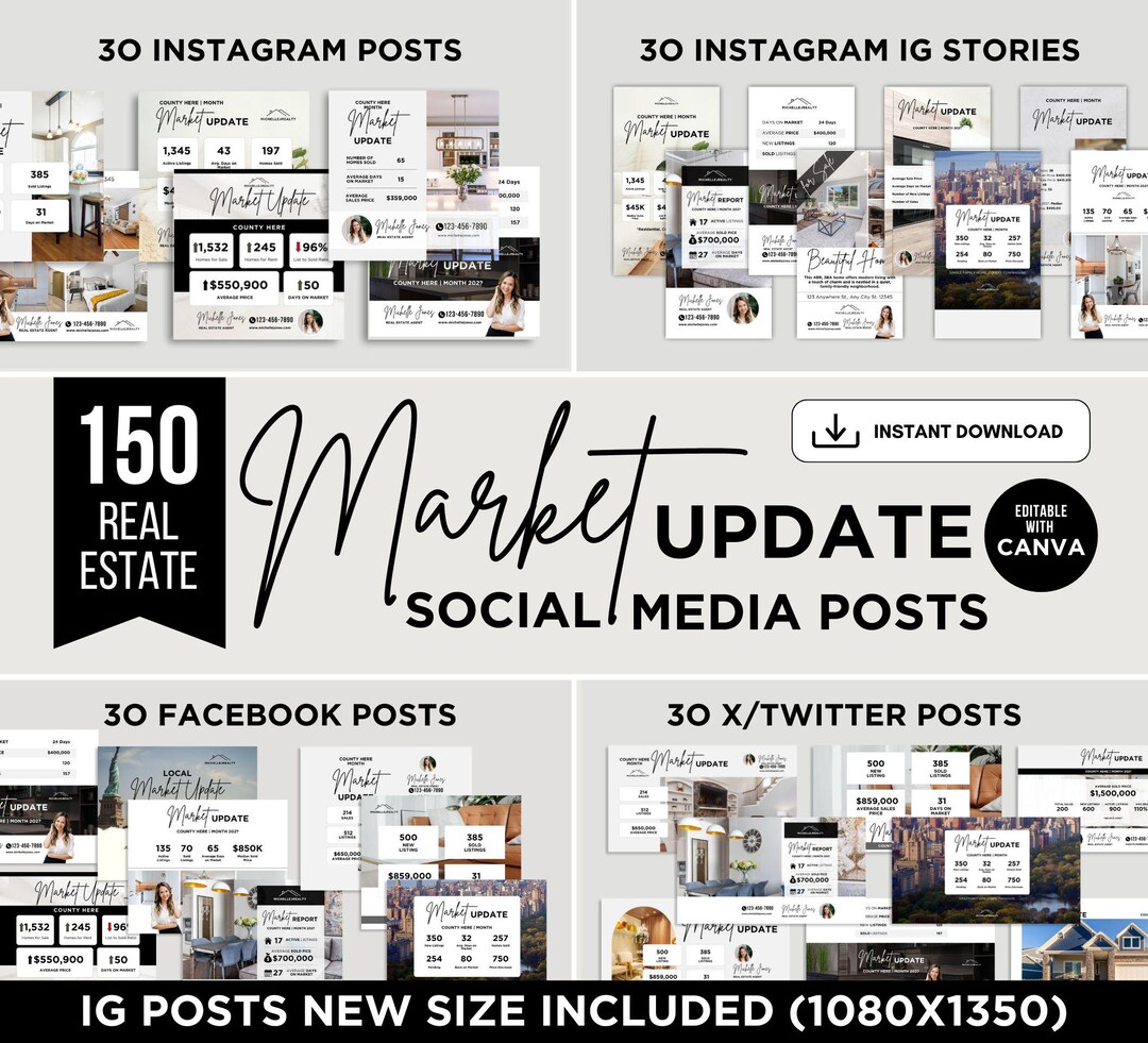 Market Update Social Media Posts Real Estate Instagram Post & Stories ...