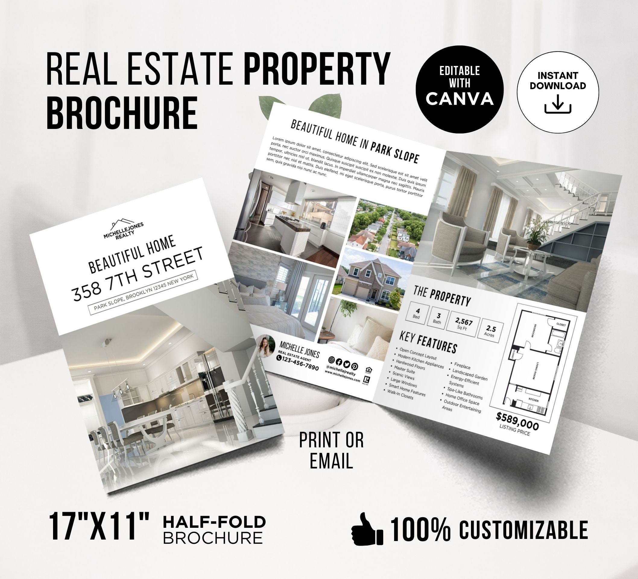 Modern Real Estate Property Brochure, Real Estate Brochure, Half Fold ...