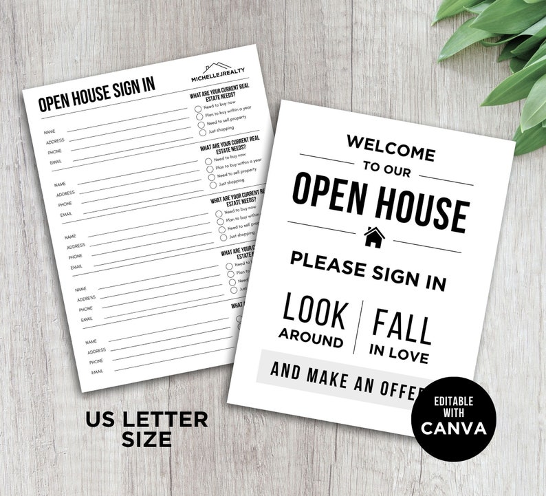 Open House Sign in Sheet Open House Welcome Sign Open House Flyer, Open ...