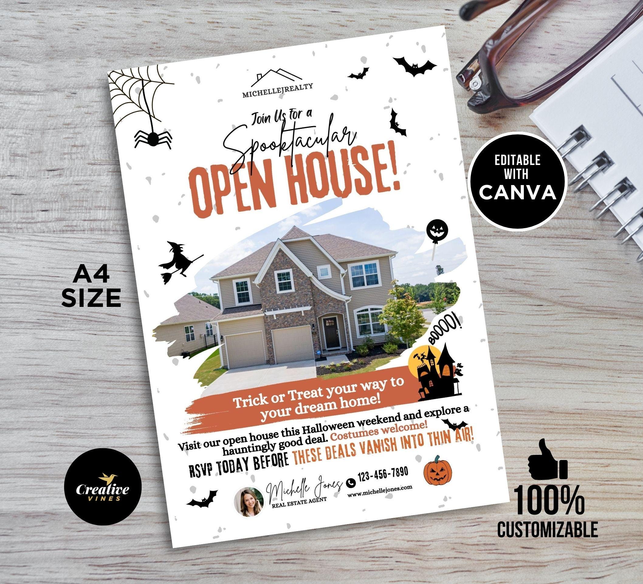 Real Estate Open House Halloween Flyer Realtor Halloween Postcard ...
