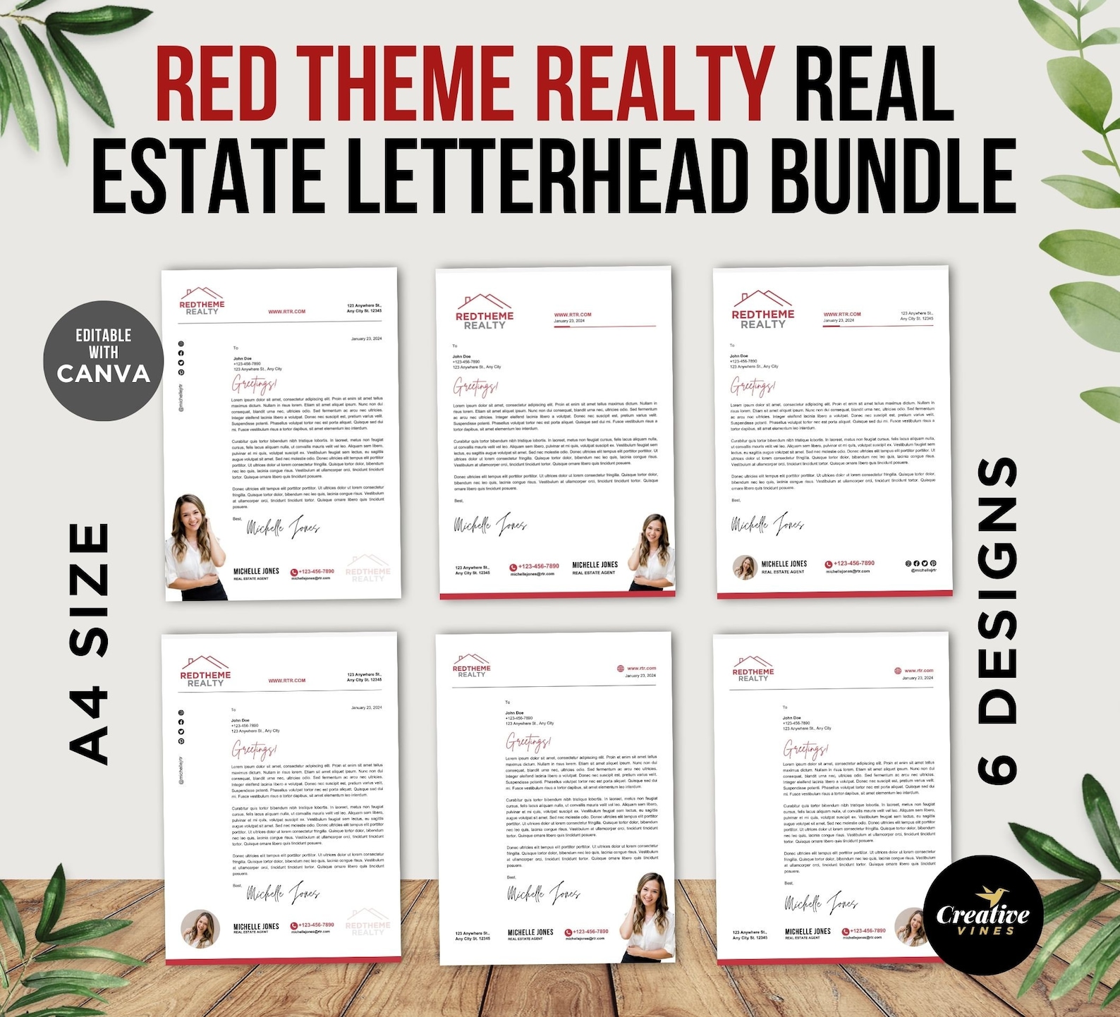 Red Realtor Real Estate Letterhead Bundle Red Realty Real Estate ...