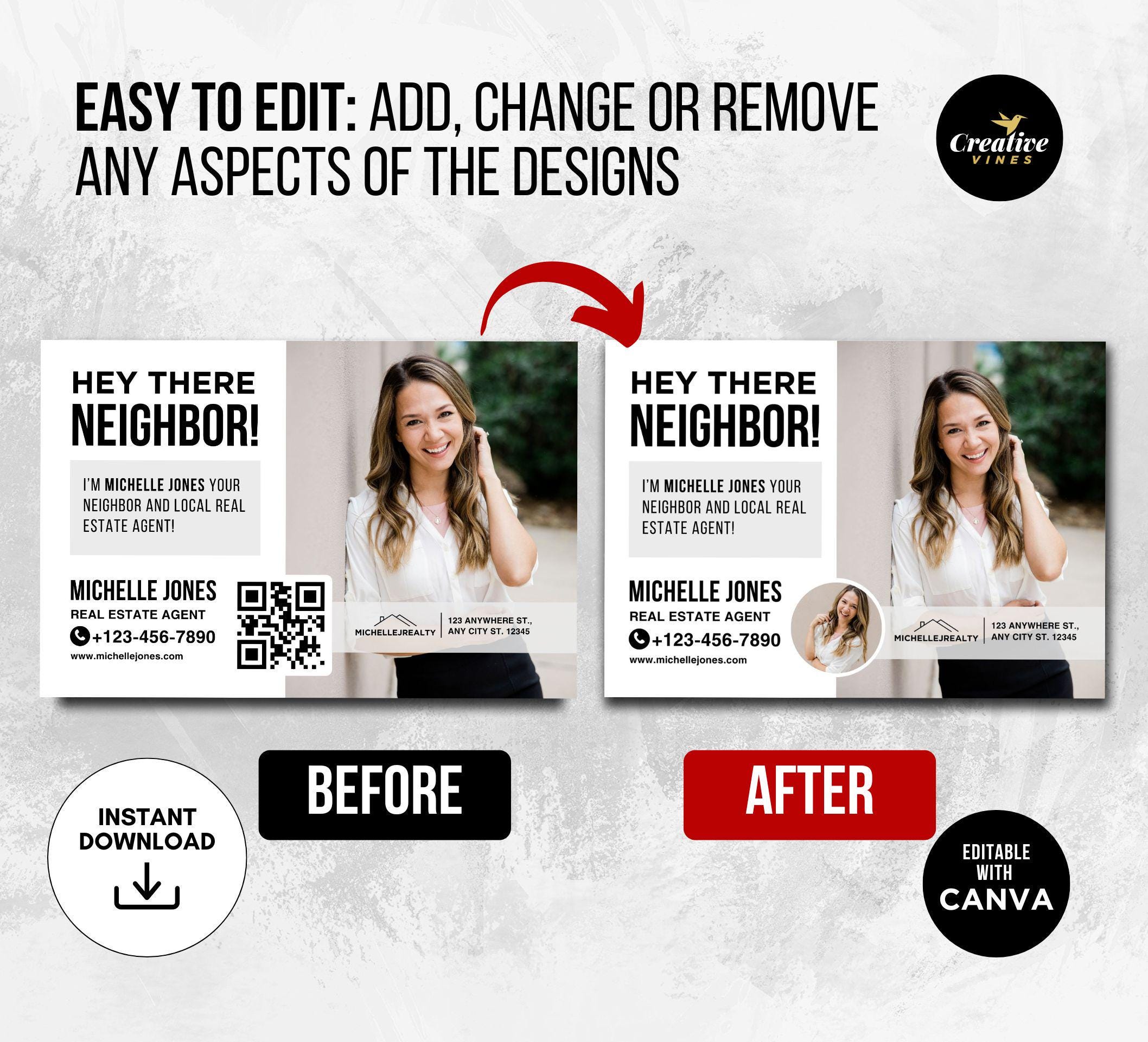 Hello Neighbor Postcard With QR Code Real Estate Postcard, Hey Neighbor ...