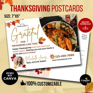 Happy Thanksgiving Postcard Template Postcard Thanksgiving Real Estate ...