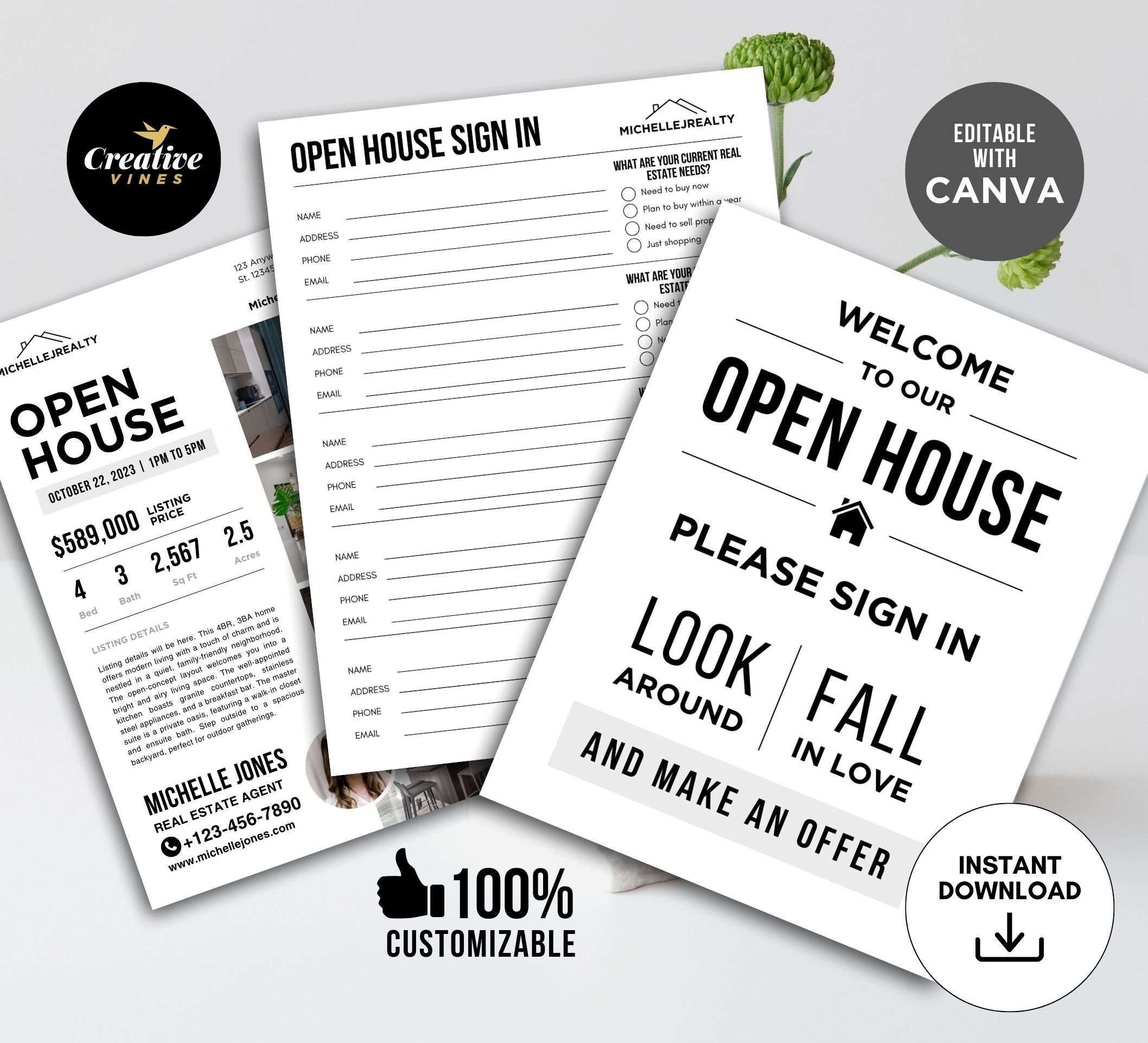 Realtor Open House Sign in Sheet Open House Welcome Sign Open House ...